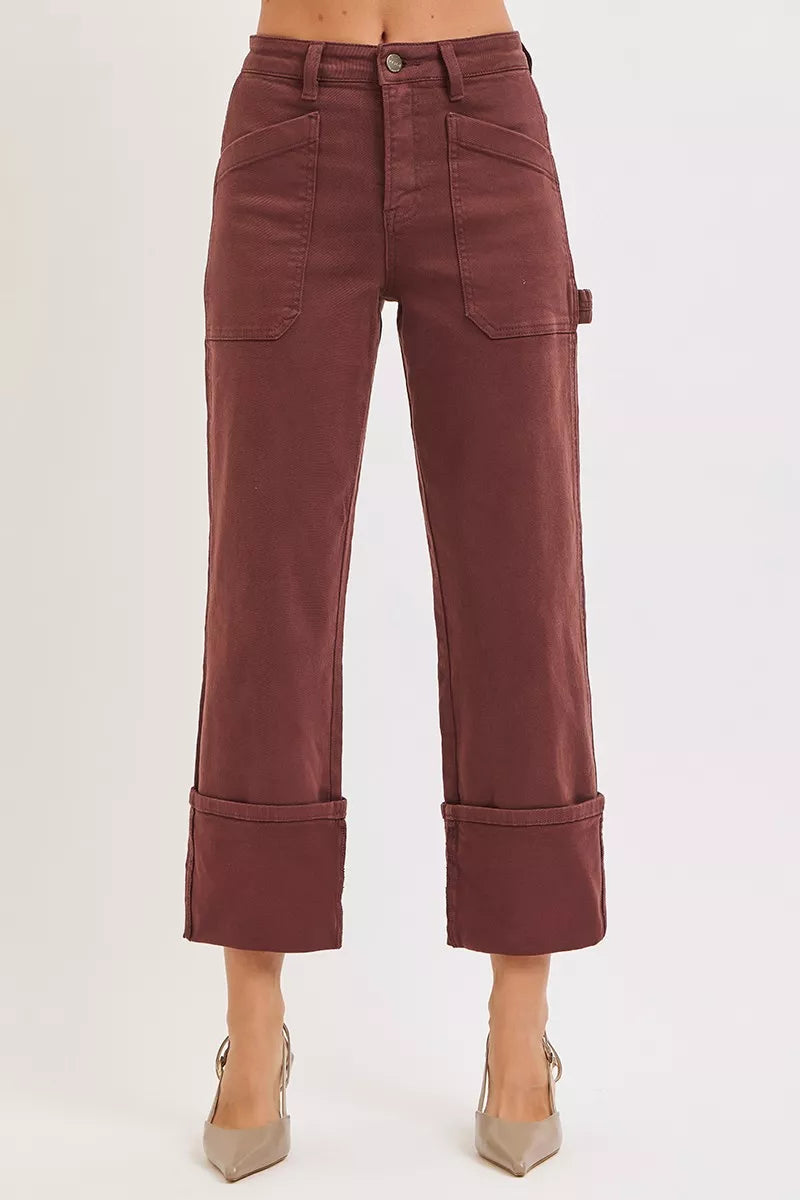 RISEN High-Rise Wide Straight Cuffed Patch Jeans – Generations Collective